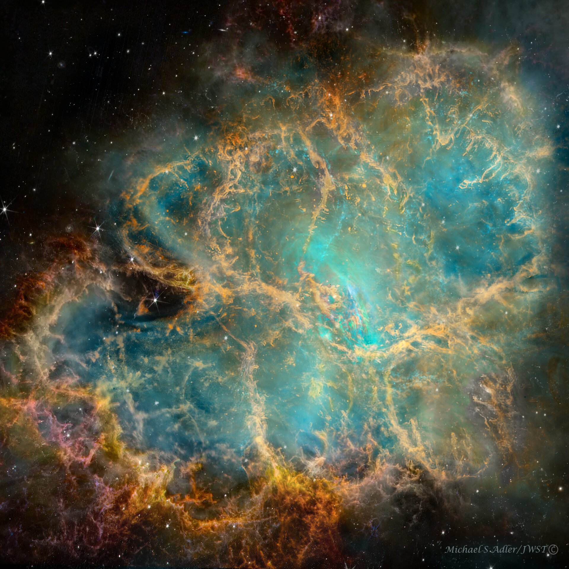 Crab Nebula, Messier 1,(JWST) - Michael Adler Earth and Sky Imaging